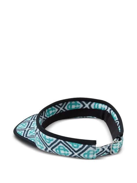Casablanca Beach Club Monogram Pattern Visor Green Farfetch
