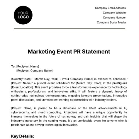 Free Marketing Event Pr Statement Template To Edit Online