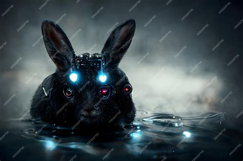 Premium Photo Black Water Rabbit In Fancy Dark Cyberpunk Style Neural