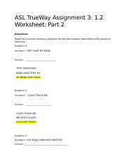 ASL Sentence Structure Practice Correcting Sentences Course Hero