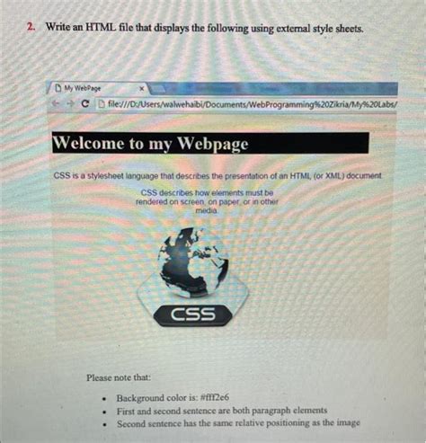 Solved 2 Write An Html File That Displays The Following