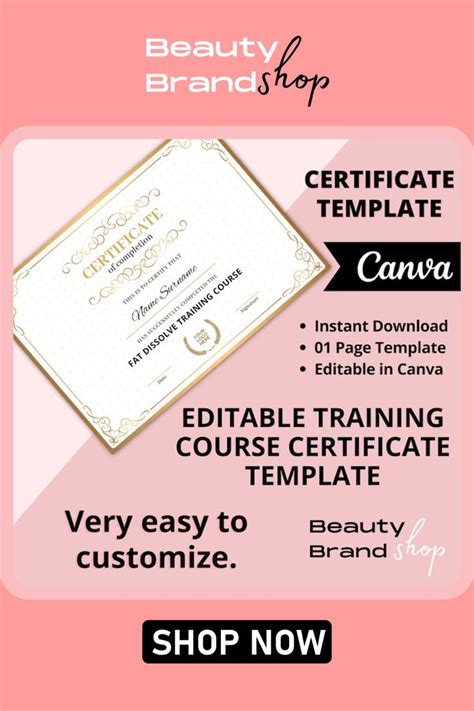 Editable Certificate Of Completion Printable Fat Dissolve Course