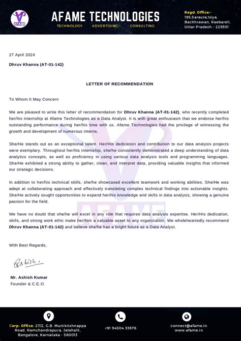 Dhruv Khanna On Linkedin Dataanalysis Internship Afametechnologies Careerjourney