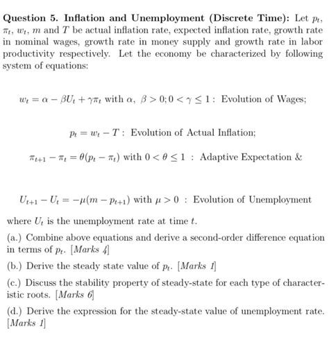 Question 5 Inflation And Unemployment Discrete