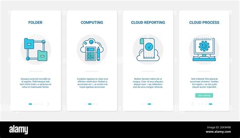 Cloud Computing Technology Remote Access Vector Illustration UX UI Onboarding Mobile App Page