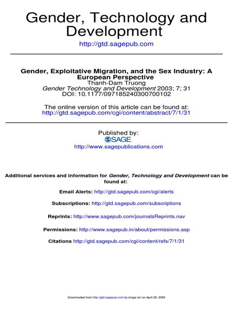 Gender Exploitative Migration And The Sex Industry A European Perspective Art 2003 Pdf