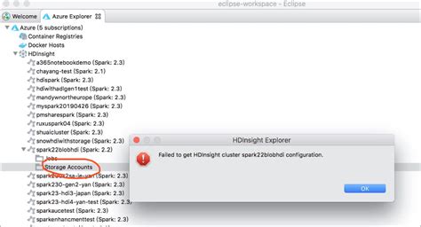 [eclipse] failed to get hdinsight cluster configuration · issue 3115