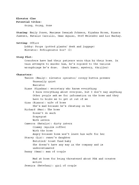 Clue Script Pdf Leisure
