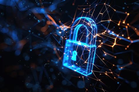 Advanced Cybersecurity Digital Lock On Encrypted Network Securing Data With HighTech Premium