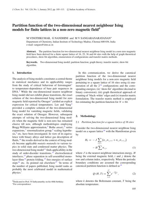 Pdf Partition Function Of The Two Dimensional Nearest Neighbour Ising Models For Finite
