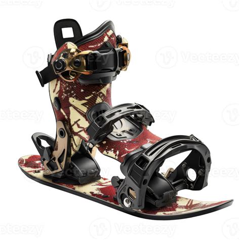 Red And Black Snowboard Binding With Boot Attached 53020032 Png