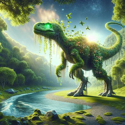 Eco Friendly Dinosaur In Lush Jurassic Scene Ai Art Generator Easy