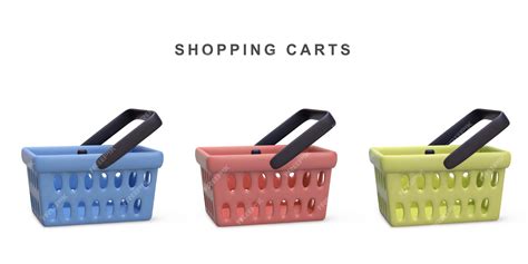 Premium Vector 3d Realistic Set Of Shopping Carts Vector Illustration