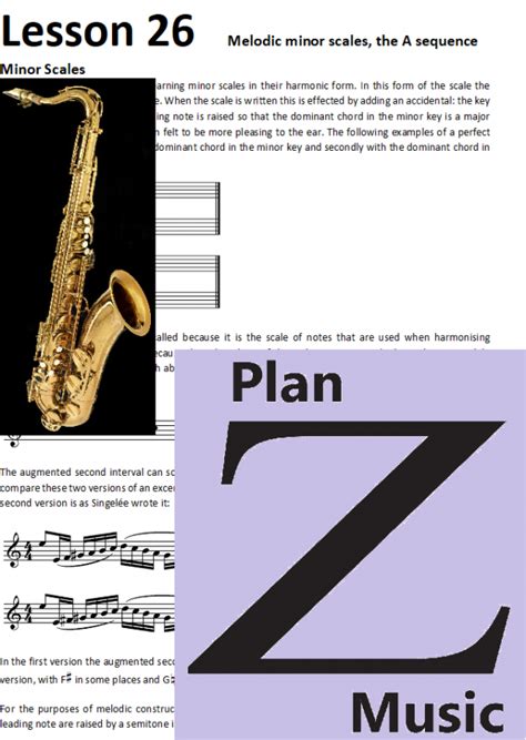 Saxophone Lesson 26 Melodic Minor Scales The A Sequence Plan Z Music