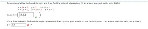 Solved Determine Whether The Lines Intersect And If So Chegg