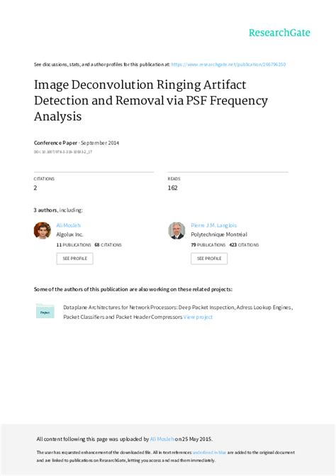 Pdf Image Deconvolution Ringing Artifact Detection And Removal Via
