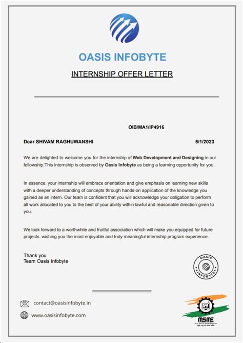 Shivam Raghuwanshi On Linkedin Webdevelopment Internship Oasisinfobyte