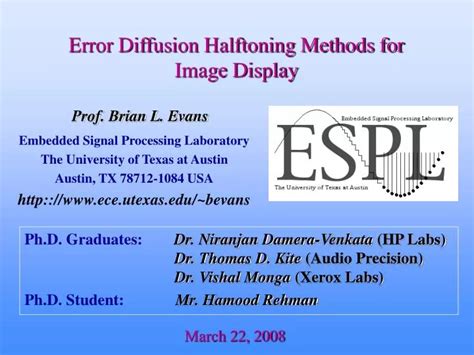 ppt error diffusion halftoning methods for image display powerpoint