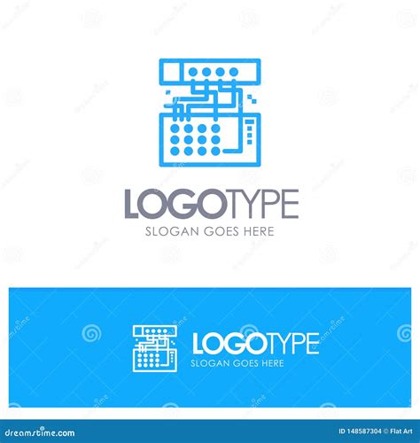 Analog Connection Device Module Sound Blue Outline Logo With Place