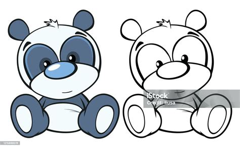 당신을 위한 귀여운 만화 캐릭터 팬더의 벡터 일러스트 레이션 디자인 및 컴퓨터 게임 색칠하기 책 윤곽선 세트 곰에 대한 스톡