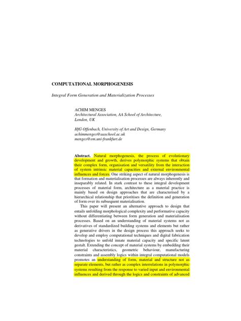 Computational Morphogenesis Pdf System Design
