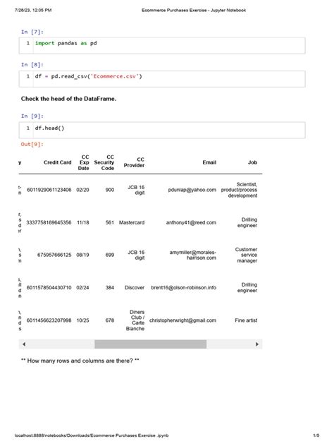 Ecommerce Purchases Exercise Jupyter Notebook Pdf