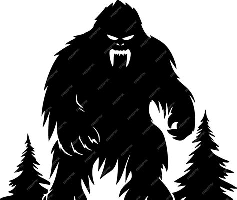 Bigfoot Black And White Vector Illustration Premium Ai Generated Vector