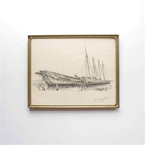 Shipwreck Etching Framed Etching Nautical Etching El Etsy Frame
