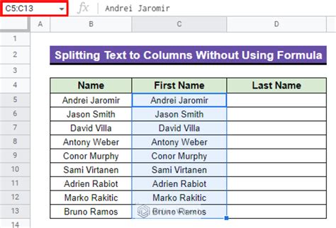 How To Split Text To Columns Using Formula In Google Sheets