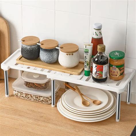 주방 캐비닛 카운터 선반 욕실 오거나이저 랙 확장 가능한 조미료 병 보관 랙 주방 랙 홀더