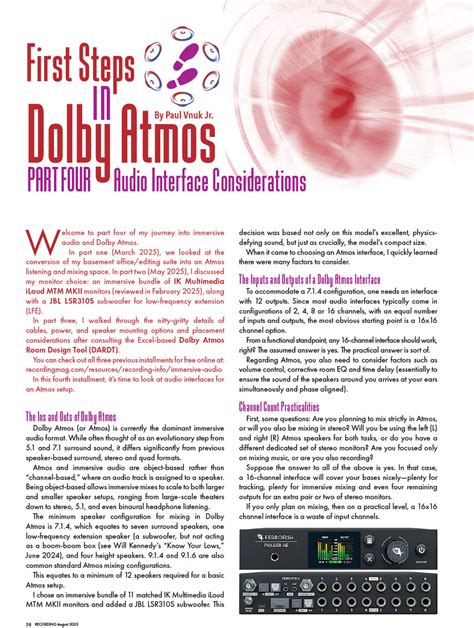 First Steps In Dolby Atmos Part Four — Audio Interface Considerations