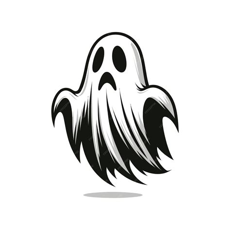 A Black And White Image Of A Ghost With A Black Outline Premium Ai