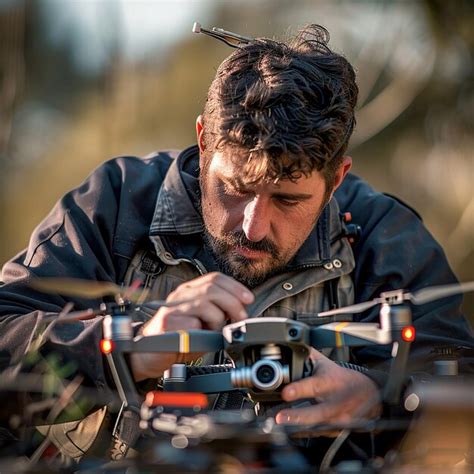 Photographer Assembling Drone Camera Premium Ai Generated Image