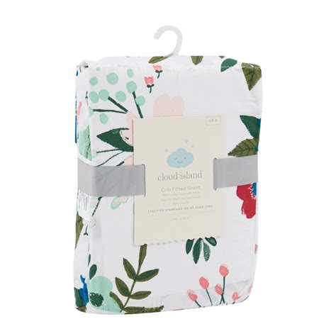 Wholesale Crib Fitted Sheet White Pink Blue Floral