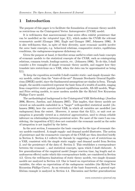 Solution Bridging Economic Theory Models And The Cointegrated Vector