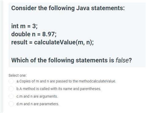 solved consider the following java statements int m 3