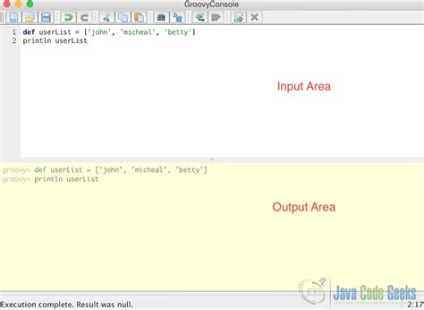 Groovy Console Example Java Code Geeks