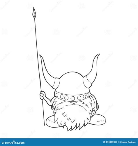 Viking Spearman With A Shield And A Helmet Vector Illustration 247624226