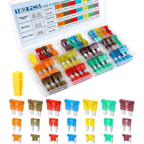 182pcs Car Fuses Assortment Kit Professional Blade Fuses Automotive