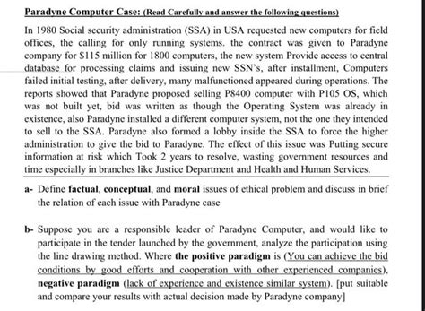 Paradyne Computer Case Read Carefully And Answer