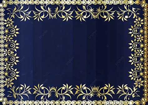 황금색 테두리가 있는 장식적인 화려한 디자인 황금 테두리 진한 파란색 배경 꽃무늬 배경 일러스트 및 사진 무료 다운로드 Pngtree