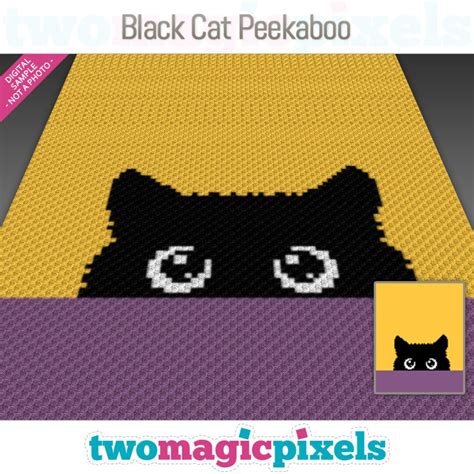 Black Cat Peekaboo Crochet Graph Cross Stitch C2c Mini C2c Sc Hdc