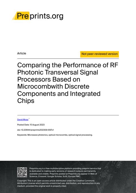 Pdf Comparing The Performance Of Rf Photonic Transversal Signal