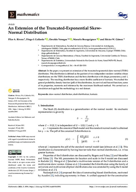 Pdf An Extension Of The Truncated Exponential Skew Normal Distribution