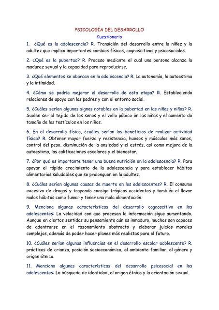 Cuestionario Psicología Del Desarrollo Franciscovp0410 Udocz