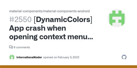 DynamicColors App Crash When Opening Context Menu With OnLongClickListener Issue