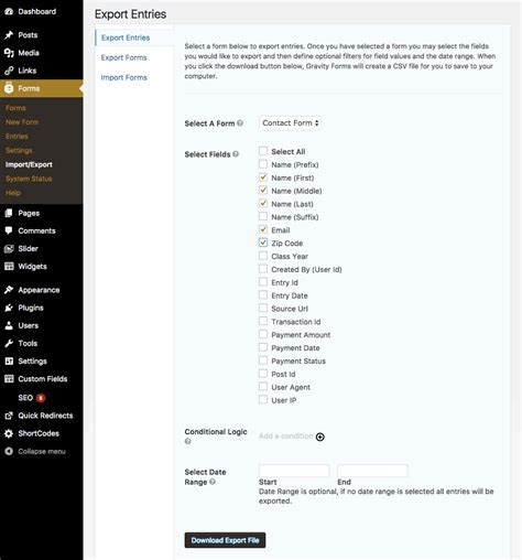 Export Form Data WordPress Guide