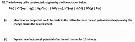 solved 10 the following cell is constructed as given by the line