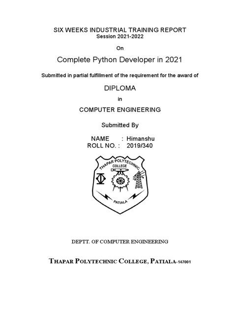 Himanshu Training Report Pdf Programming Constructor Object