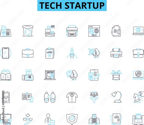 Tech Startup Linear Icons Set Nnovation Disruption Automation